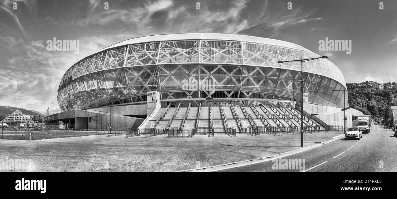 NICE, FRANCE - AUGUST 16: Exterior view of Allianz Riviera Stade de ...