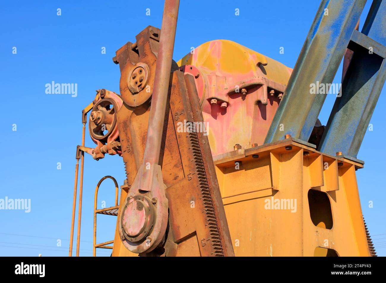 oxidation rust pumping unit parts under blue sky in oilfield Stock ...