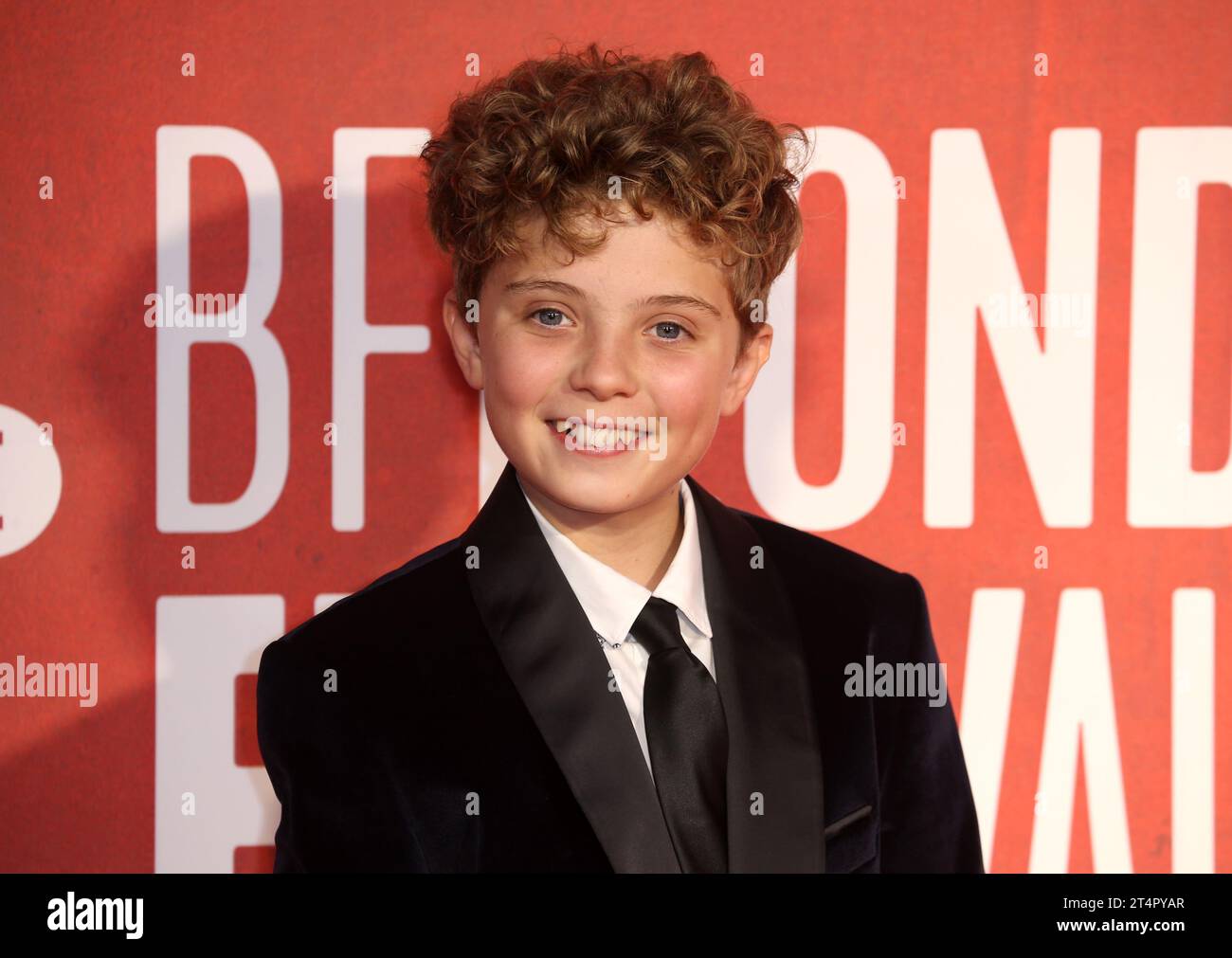 Roman Griffin Davis attends the "JoJo Rabbit" European Premiere during ...