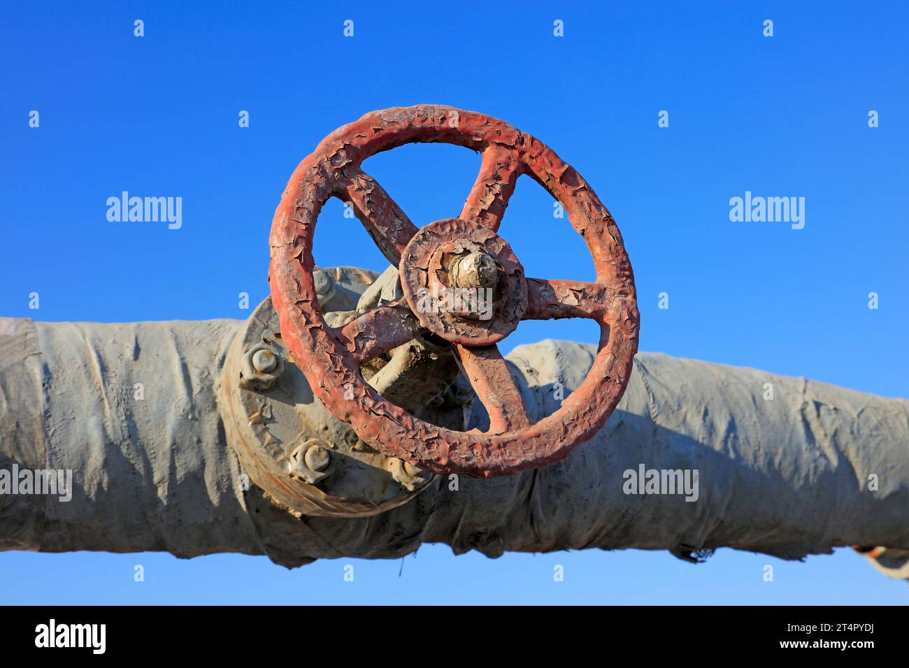 Control the handwheel and pipeline in oilfield Stock Photo - Alamy