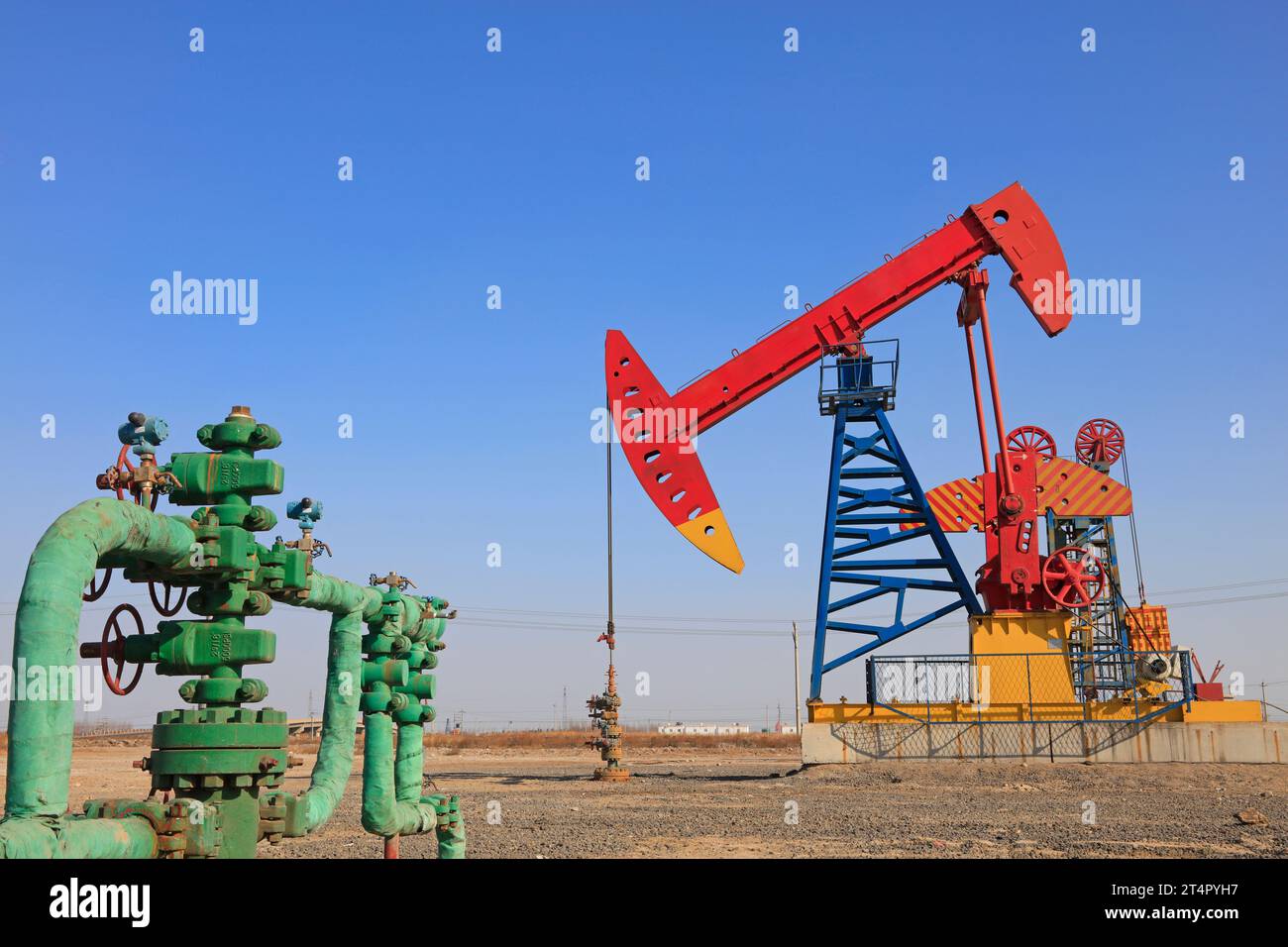 Oil pipeline and pumping unit, closeup of photo Stock Photo - Alamy