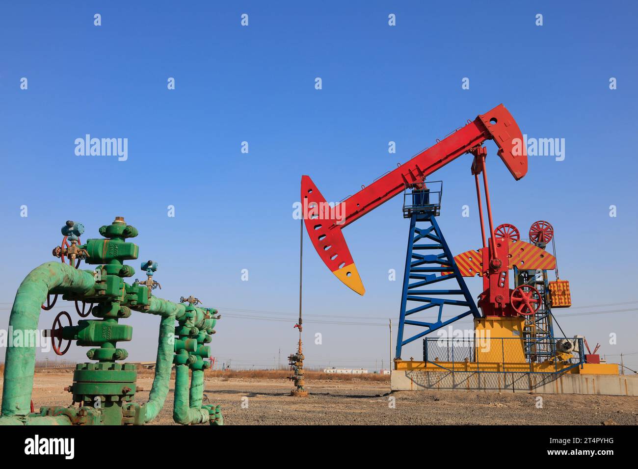 Oil pipeline and pumping unit, closeup of photo Stock Photo - Alamy