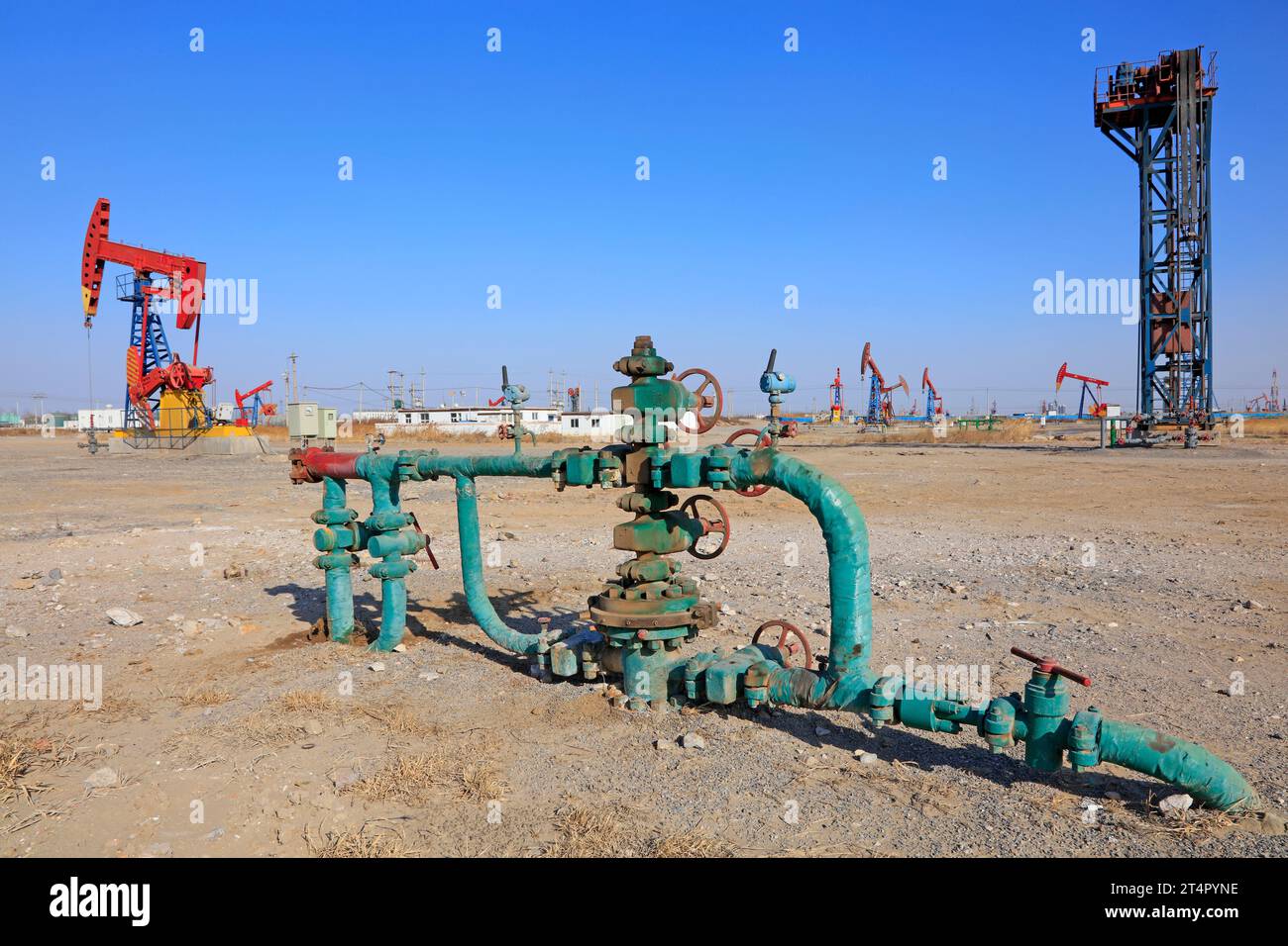 Oil pipeline and pumping unit, closeup of photo Stock Photo - Alamy