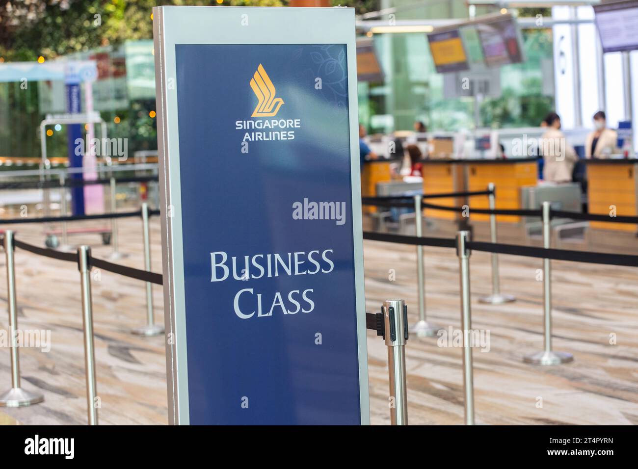 Signboard for business class passengers that are departing using ...