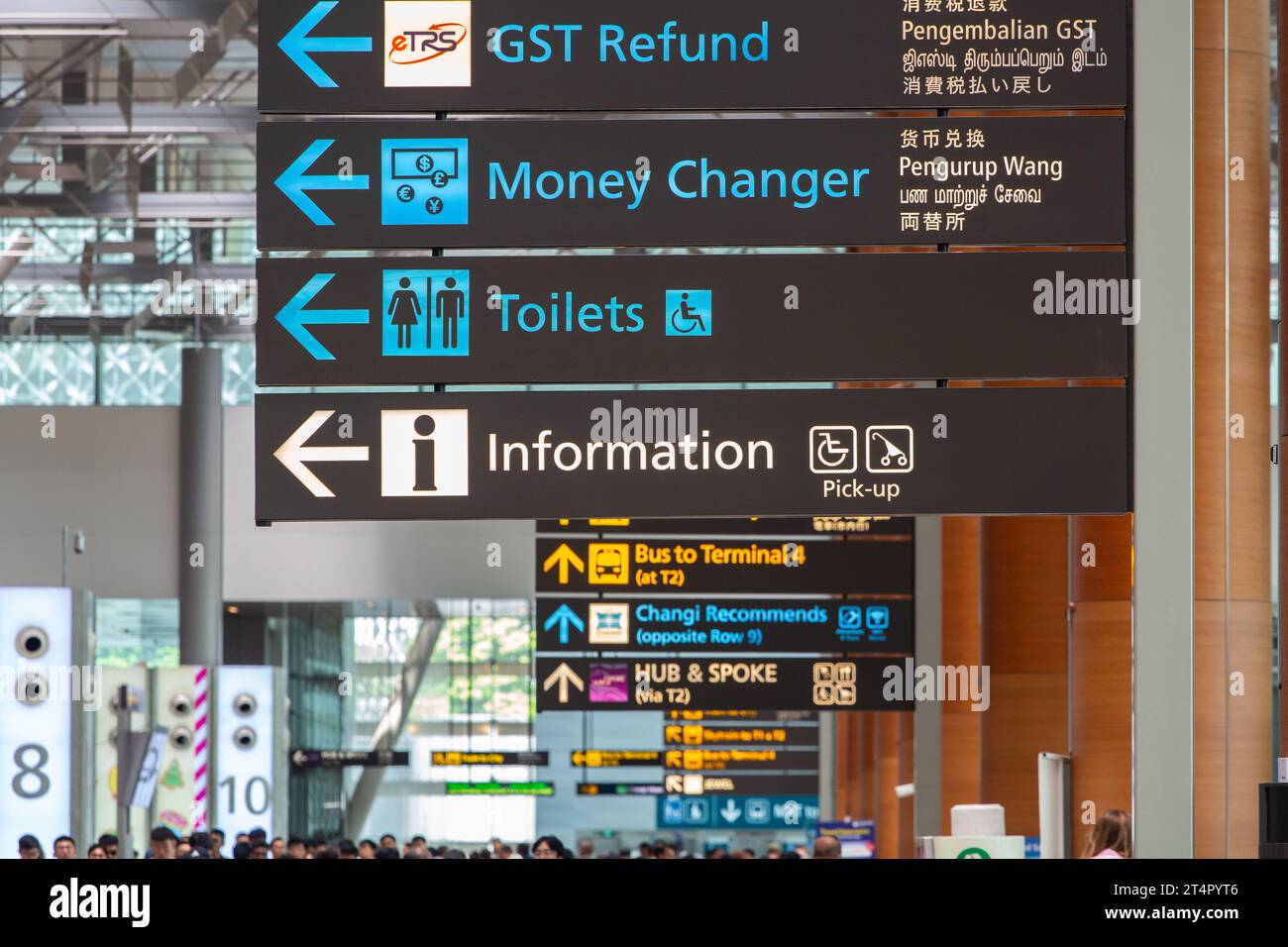 Close up of visual connection signages for the passengers to visit ...