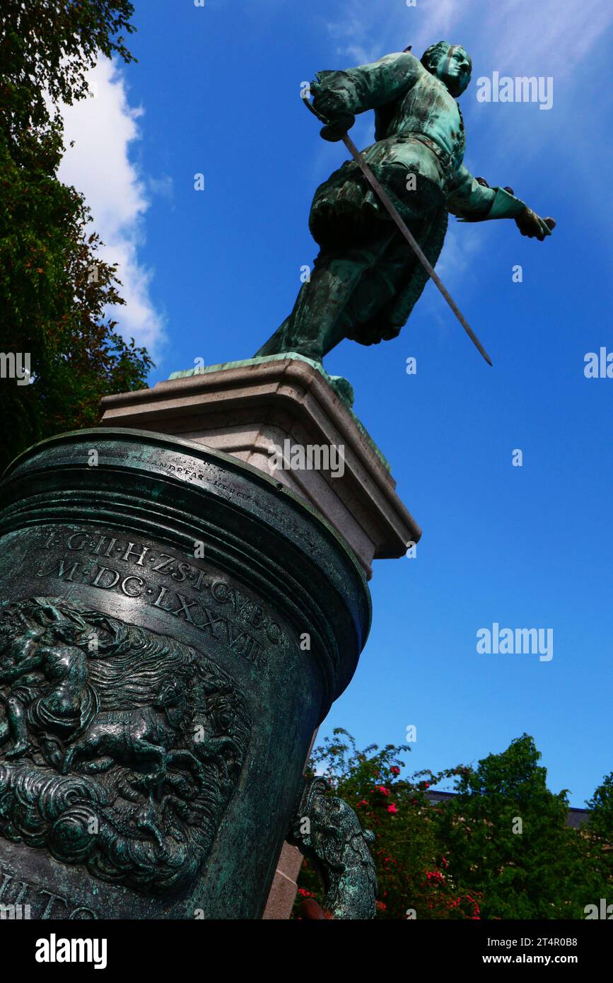 Sweden, Stockholm, The King's Gardens with statue of Charles XII ...