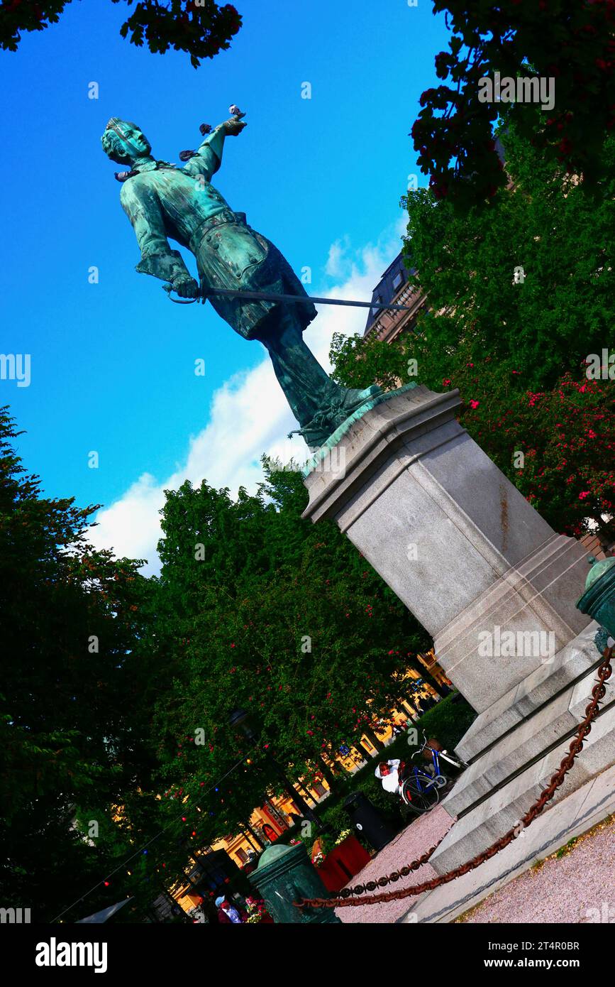 Sweden, Stockholm, The King's Gardens with statue of Charles XII ...