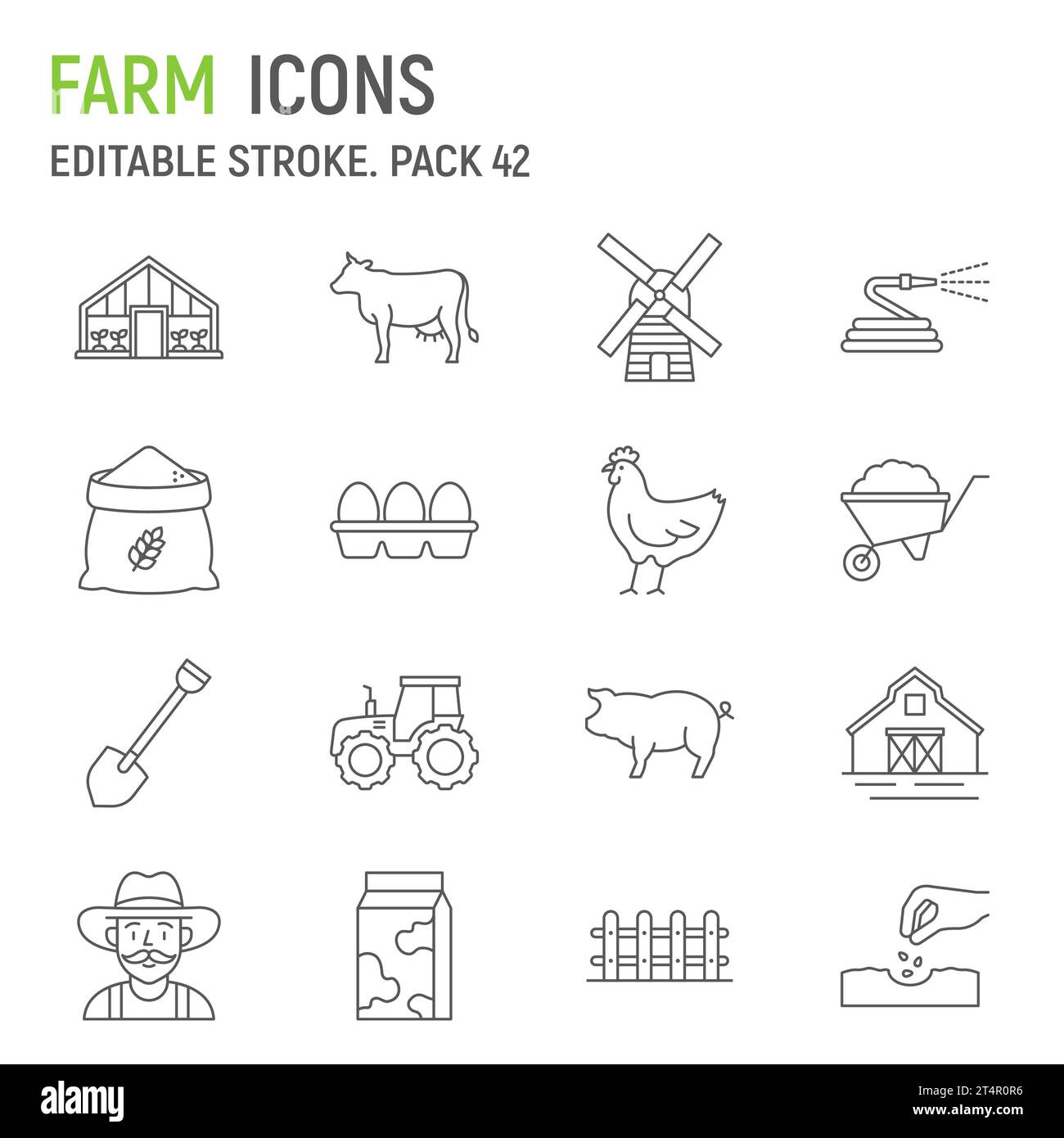Farm line icon set, agriculture collection, vector graphics, logo ...