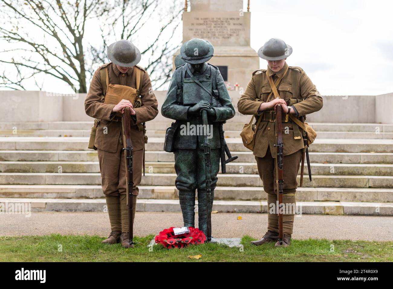 Bronze statue of British ‘Tommy’ soldier unveiled in front of the Lutyens war memorial in ...
