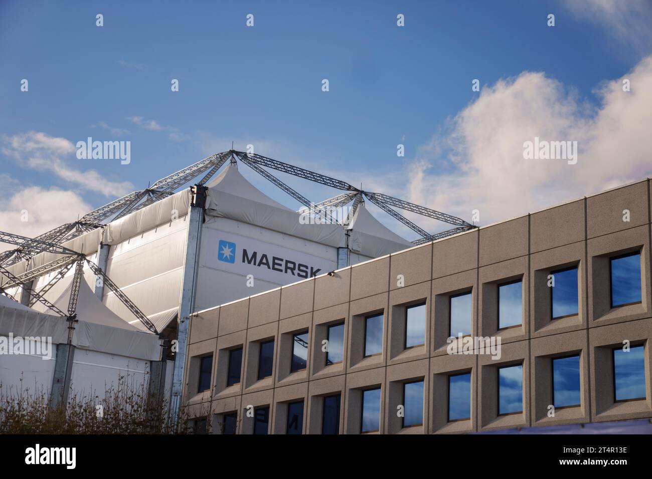A tent covers the construction of the shipping company Maersk's ...
