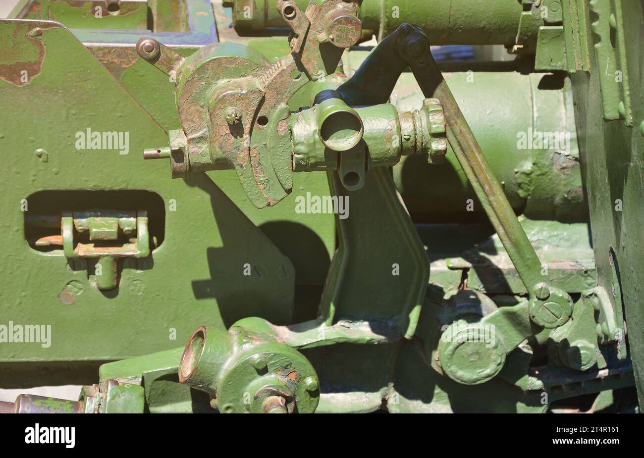 A close-up mechanism of a portable weapon of the Soviet Union of World ...