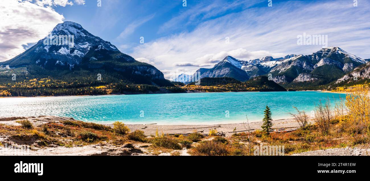Panorama over Barrier Lake, Kananaskis, Alberta, Canada Stock Photo - Alamy
