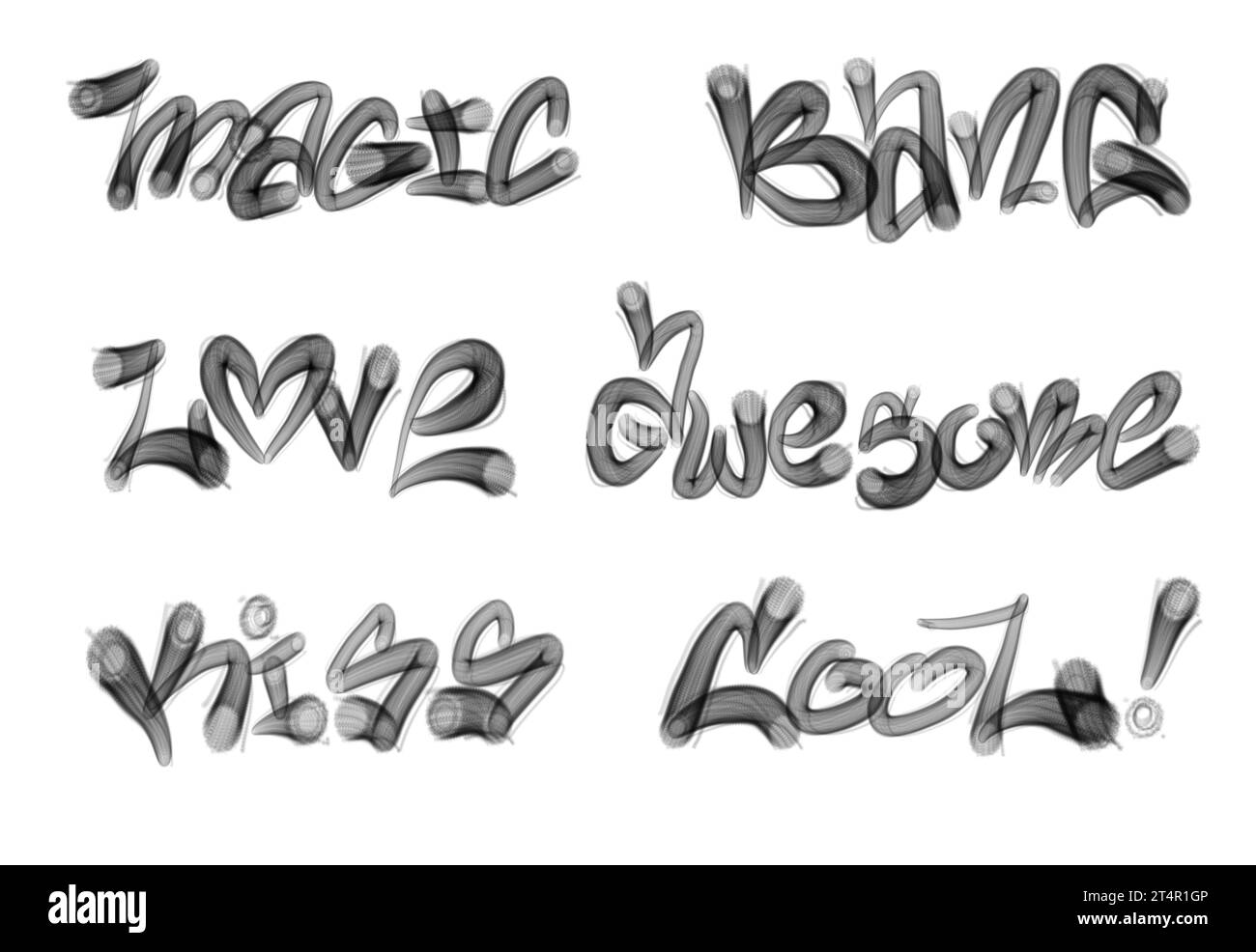 Collection of graffiti street art tags with words and symbols in black ...