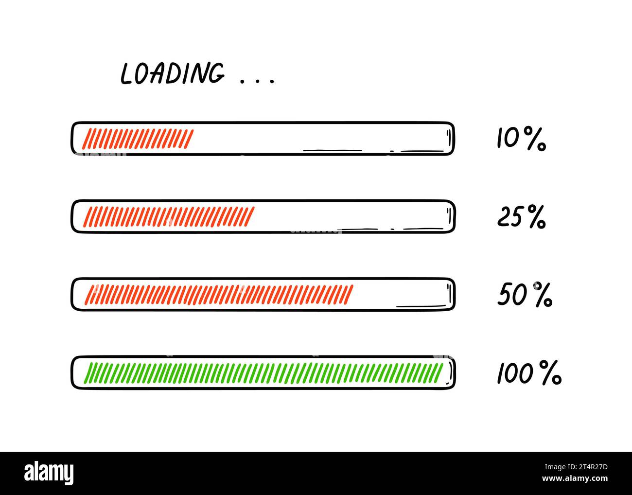 Set of doodle loading bars. Sketch download progress vector ... Set of doodle loading bars. Sketch download progress vector ...