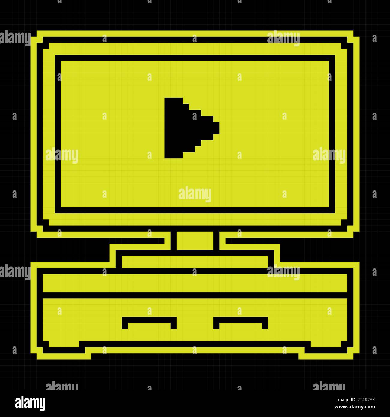 Linear icon. Flat screen TV on home theater table. Watching movie at ...