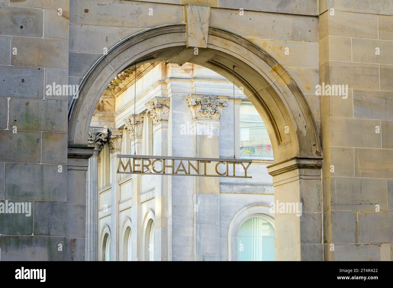 Merchant City sign, Royal Exchange Square, Glasgow, Scotland, UK ...