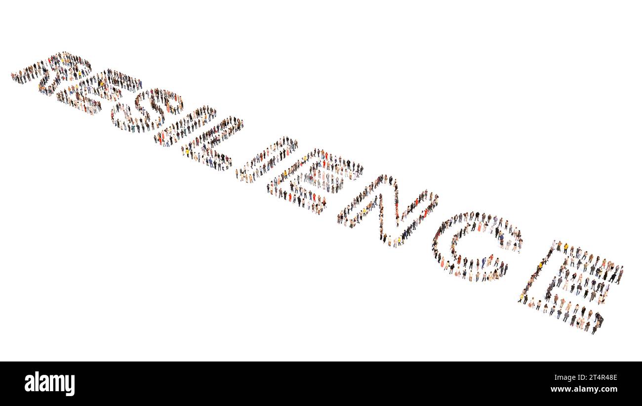 Concept conceptual large community of people forming the word ...