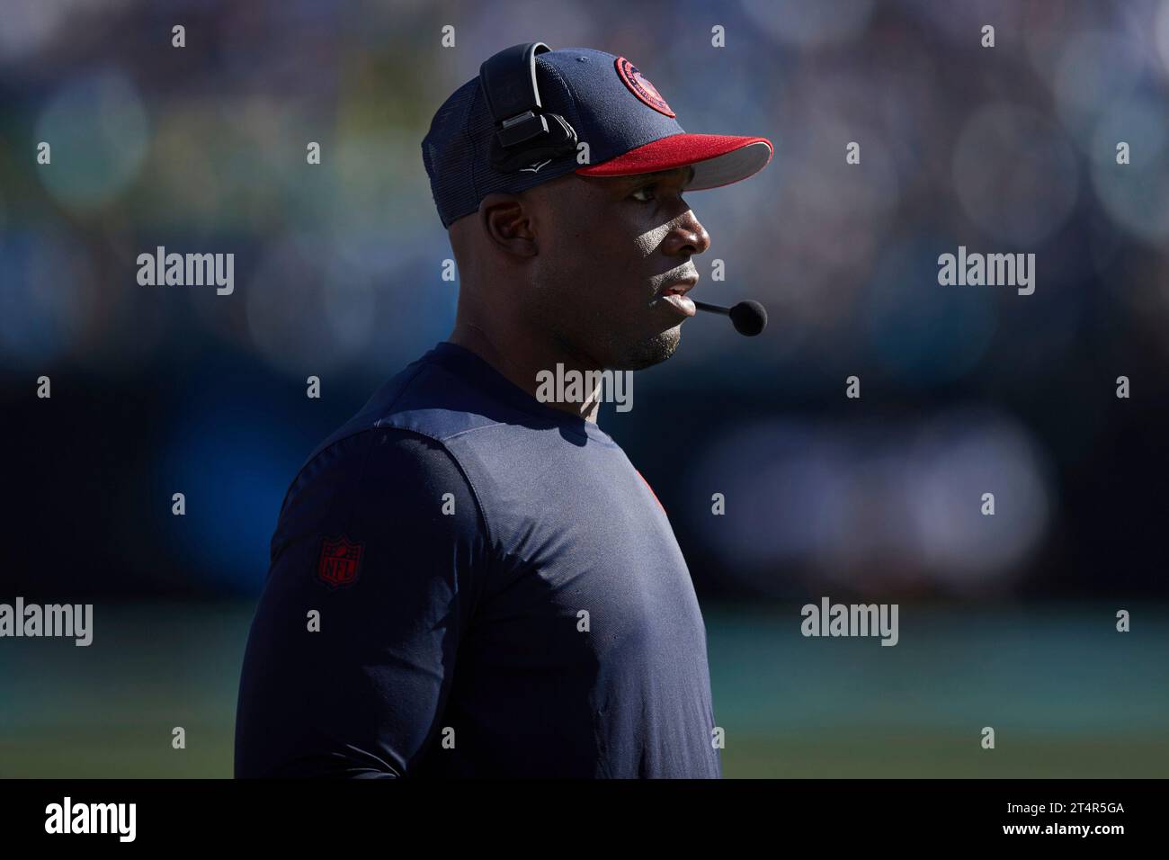 Houston Texans head coach DeMeco Ryans watches from the sideline during an NFL football game ...