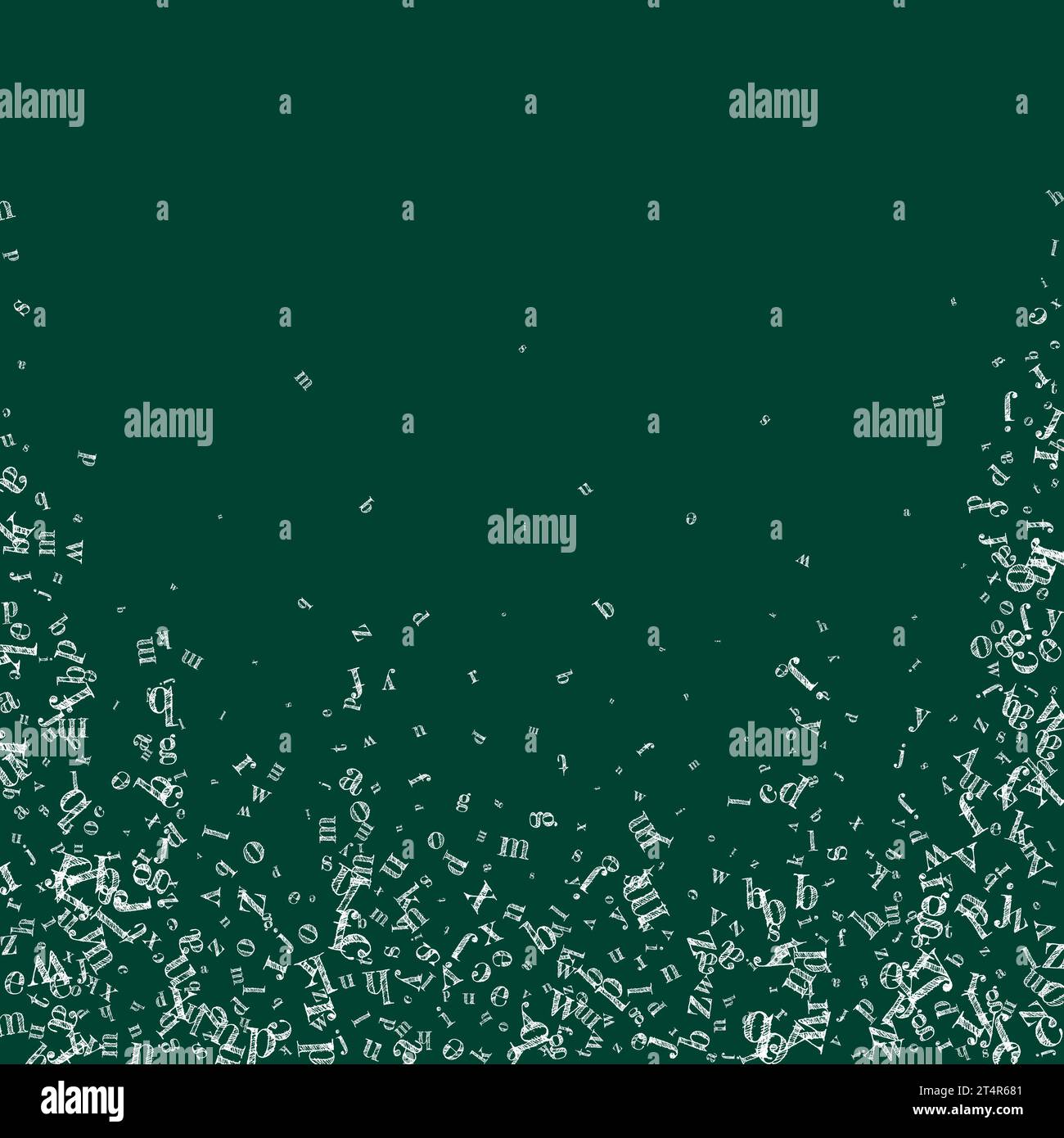 Concept of school background. White chalk falling letters of English ...