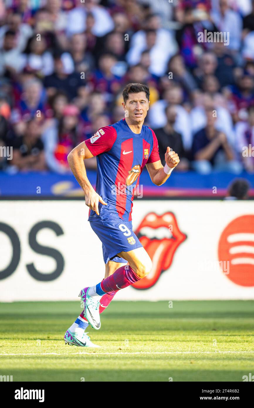 Robert Lewandowski (Barcelona) seen in action during the football match ...