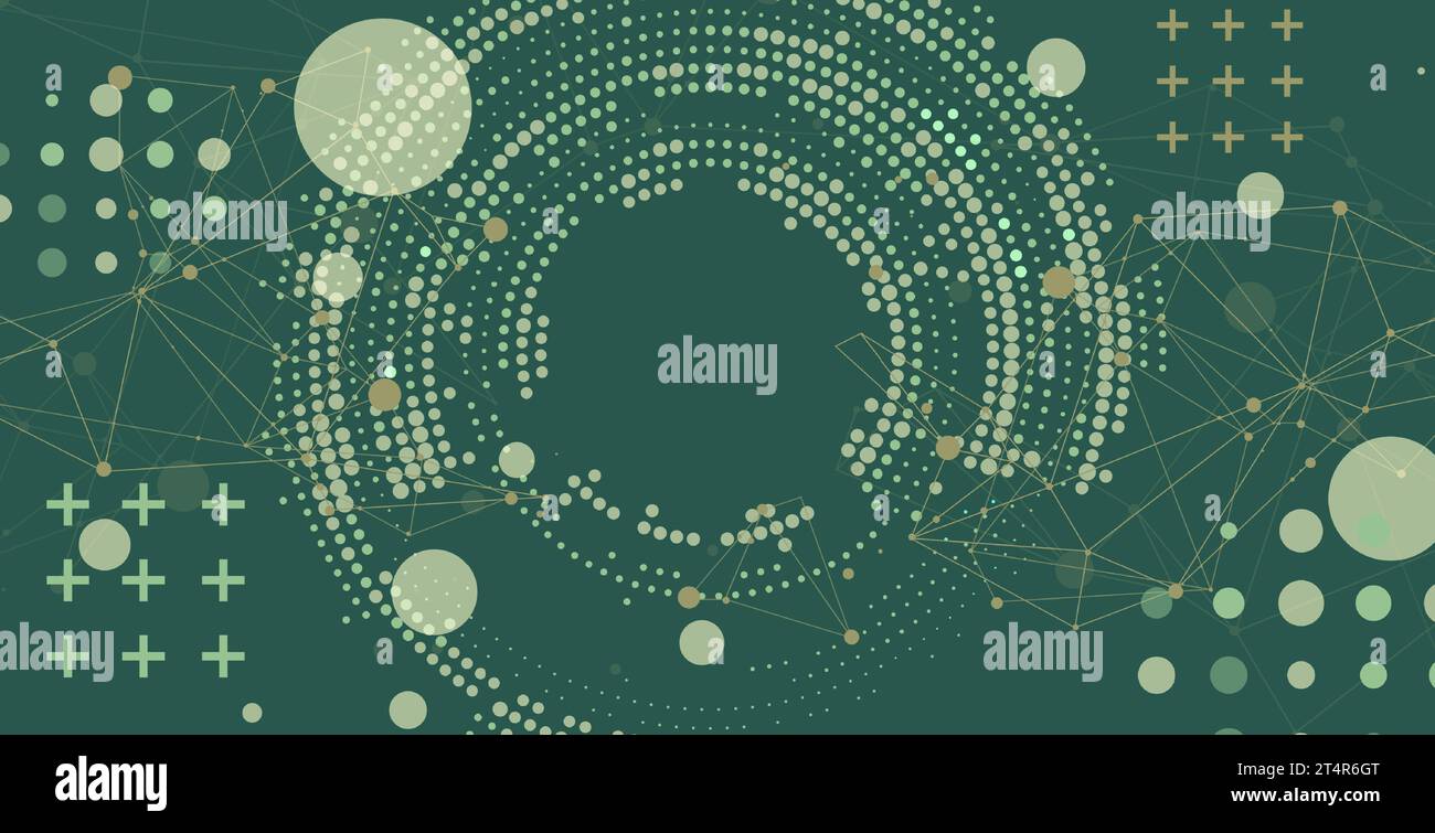 Halftone theme. Science abstract background with connecting dots and lines. Hand drawn vector ...