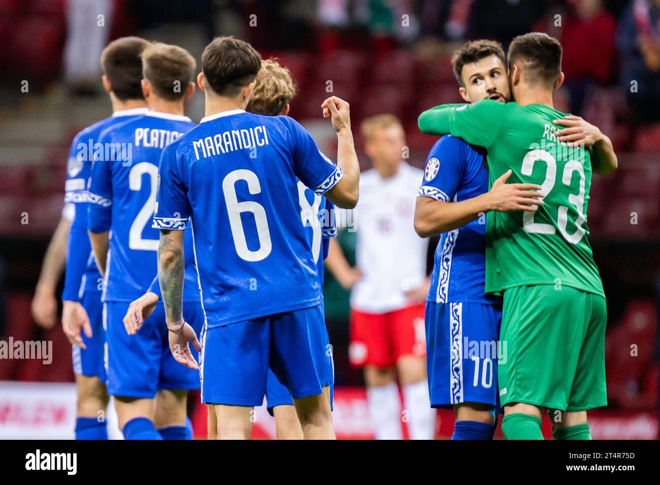 Warsaw, Poland. 15th Oct, 2023. Denis Marandici (L) and Dorian Railean ...