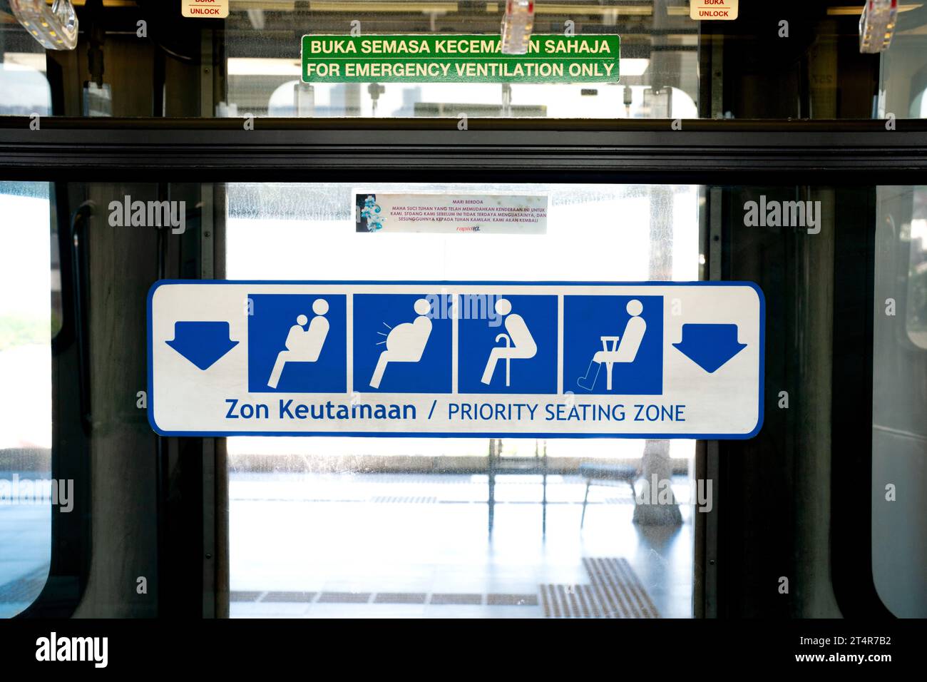 Priority seating zone for elderly and pregnant people in a public ...