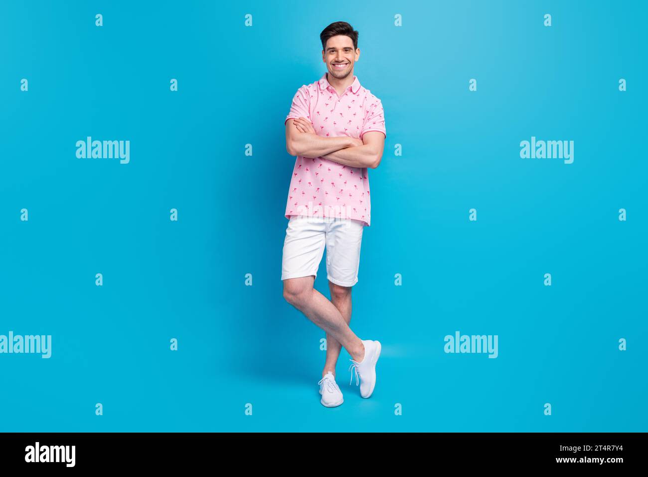 Full body photo of cheerful cool young person crossed hands posing ...