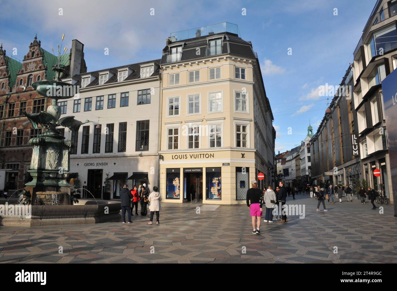 Copenhagen, Denmark /01 November 2023/Stork fountian on stroeget on ...
