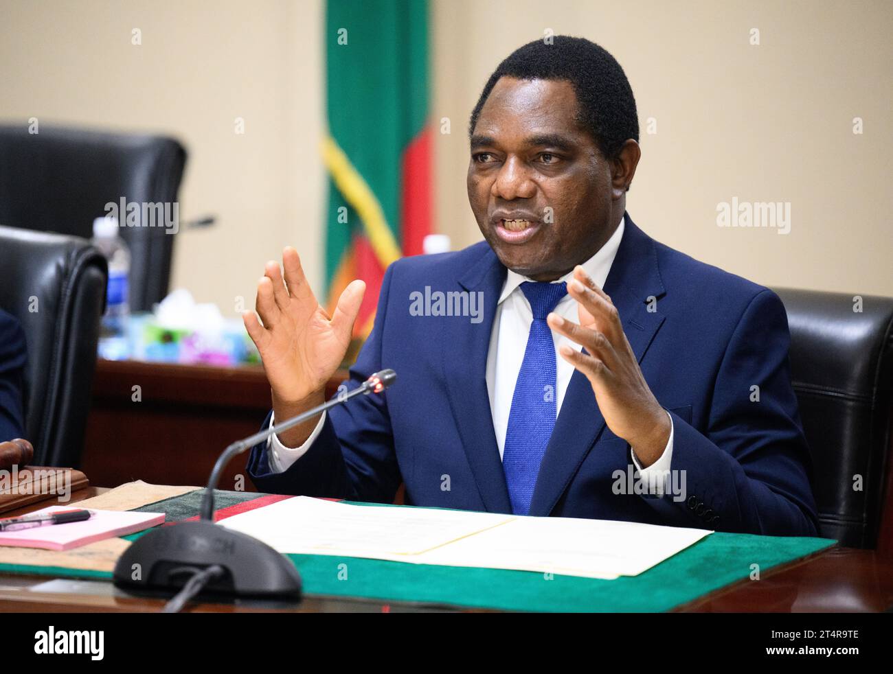 Lusaka, Zambia. 01st Nov, 2023. Hakainde Hichilema, President of Zambia ...