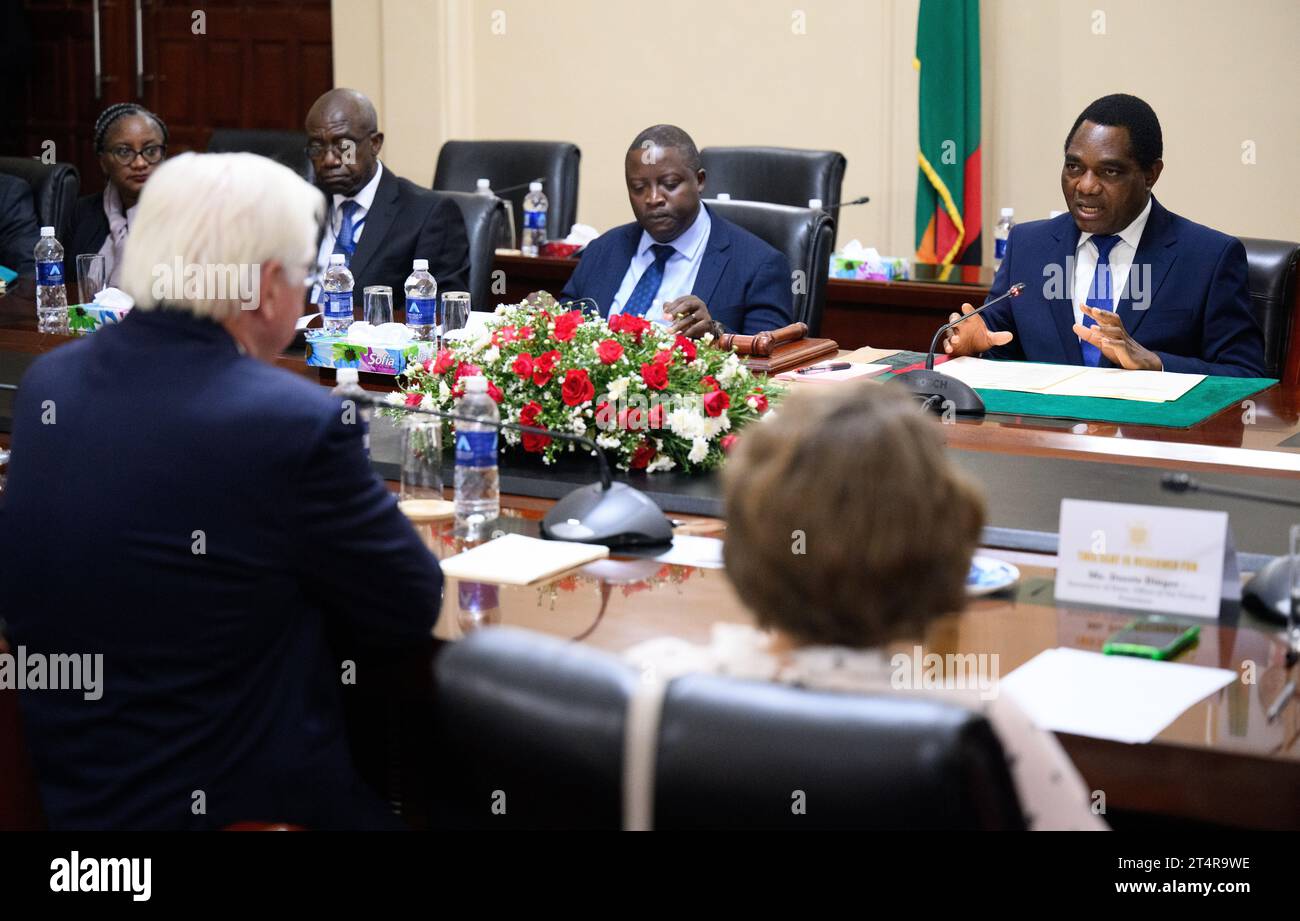 Lusaka, Zambia. 01st Nov, 2023. German President Frank-Walter ...