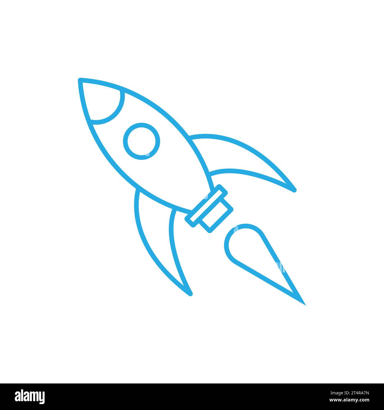 Blue rocket line art icon Royalty Free Vector Image Stock Vector Image ...