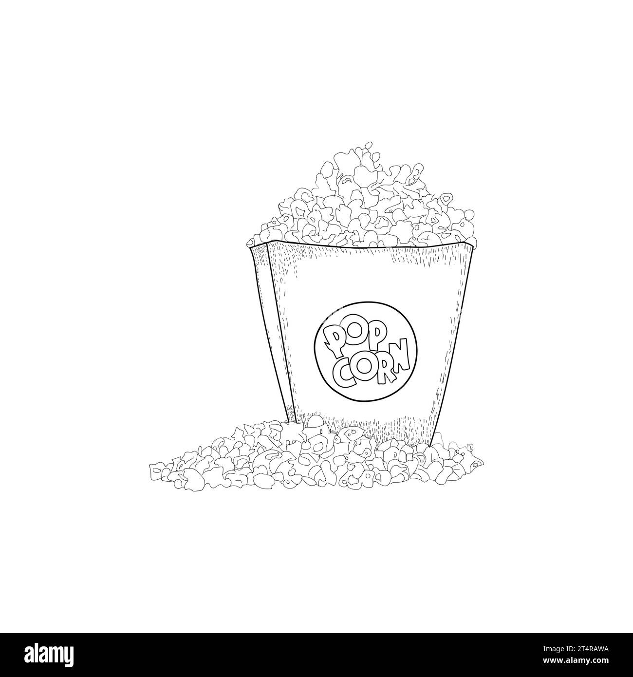 Hand drawn popcorn with packet line art Royalty Free Vector Stock ...