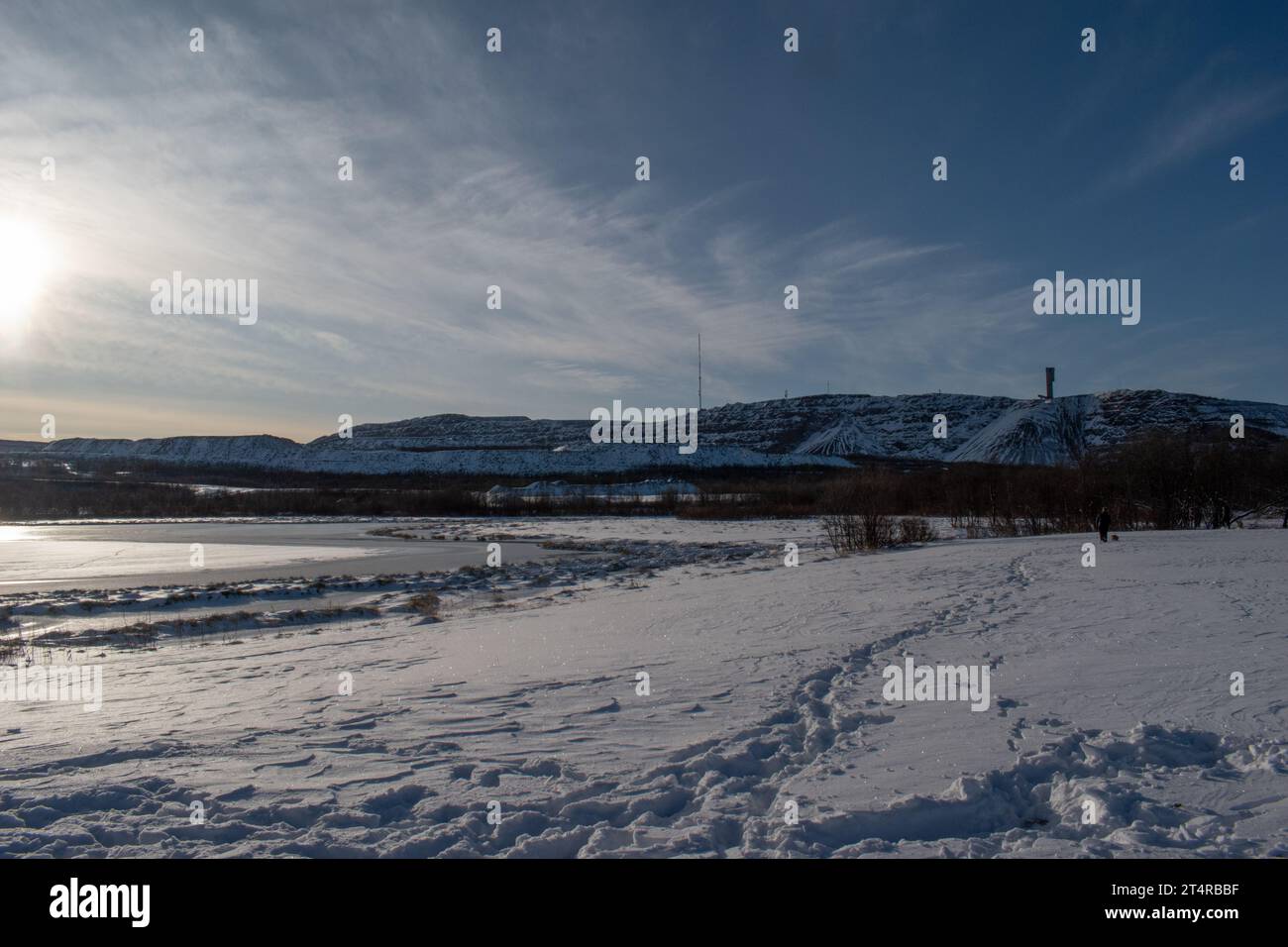 View of the iron ore mine Kirunavaara in Kiruna, Swedish Lapland Stock ...