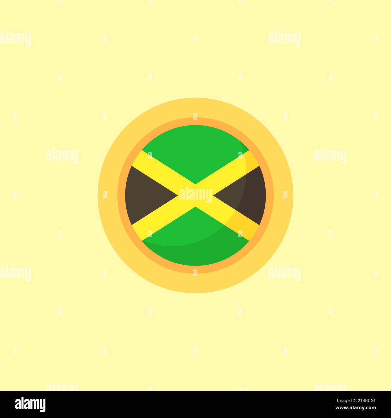 Flag of Jamaica with round frame. Flat design style Stock Vector Image ...
