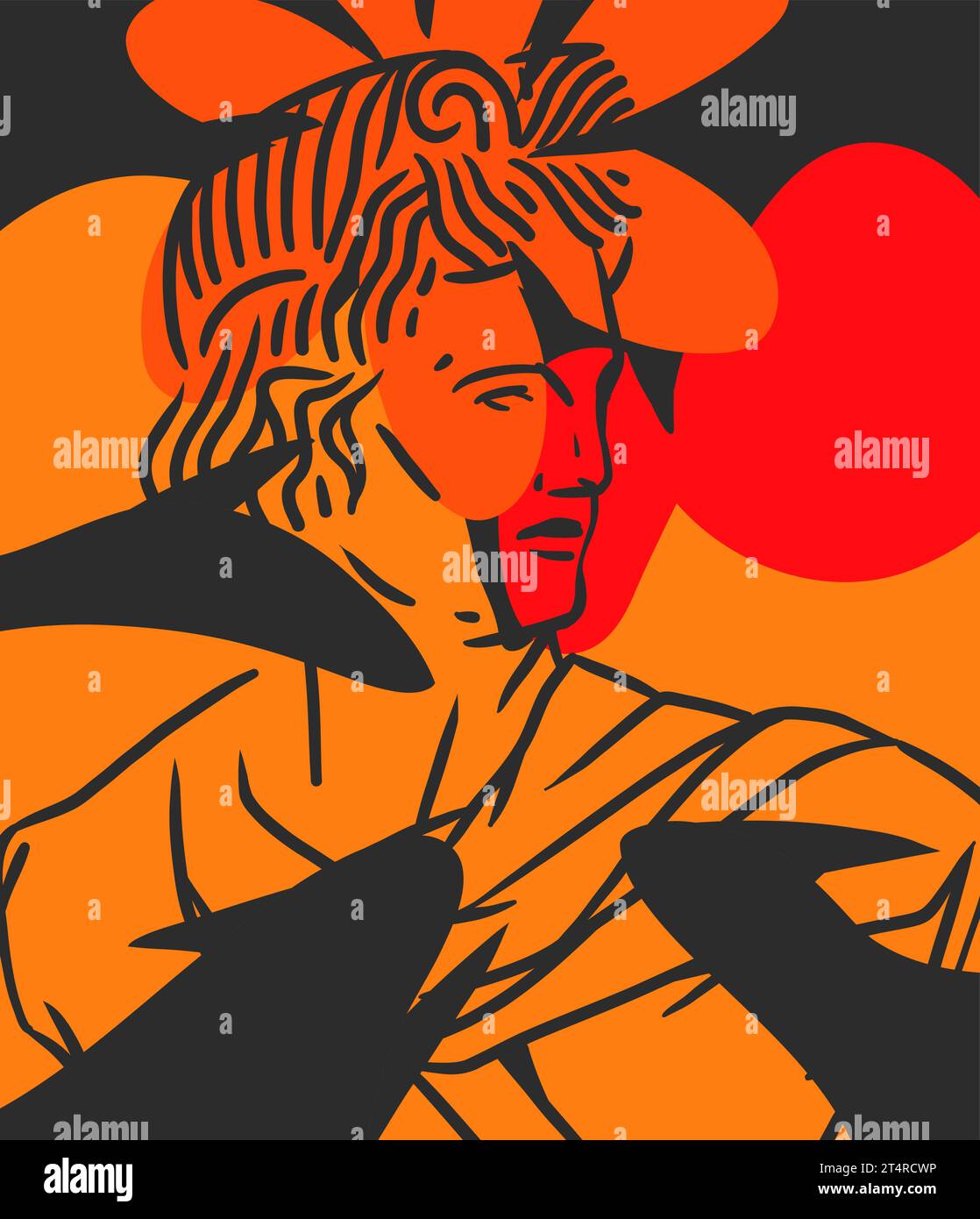 Hand drawn vector abstract graphic,greek ancient sculpture statues and ...