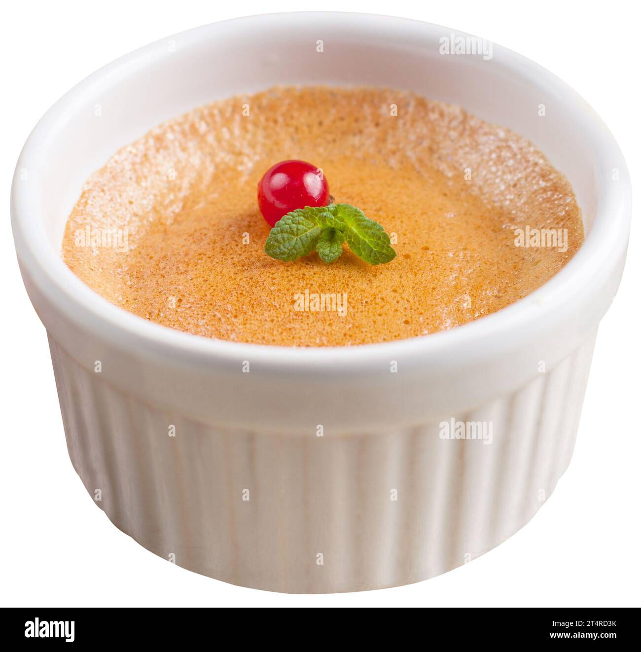 Butternut squash souffle in white ramekin, isolated on white background ...