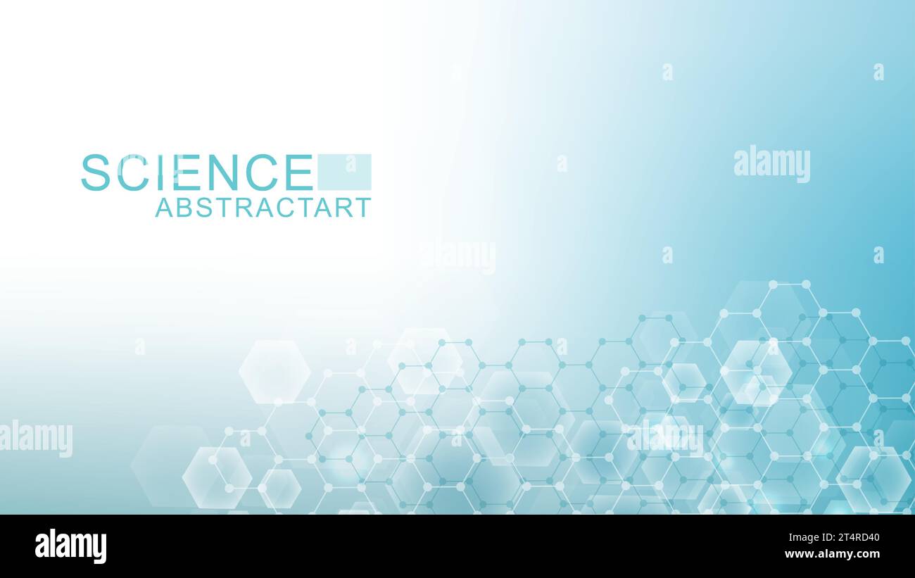 Modern science background with lines, dots and hexagons. Wave flow ...