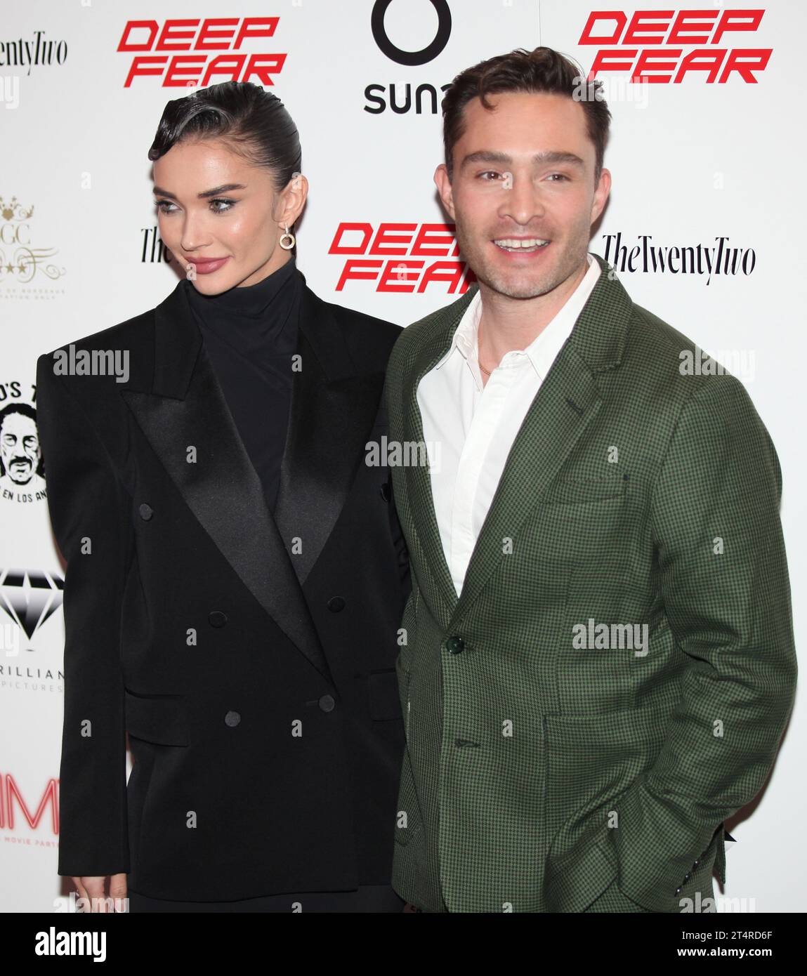 London, UK. Amy Jackson and Ed Westwick at the Deep Fear film premiere ...