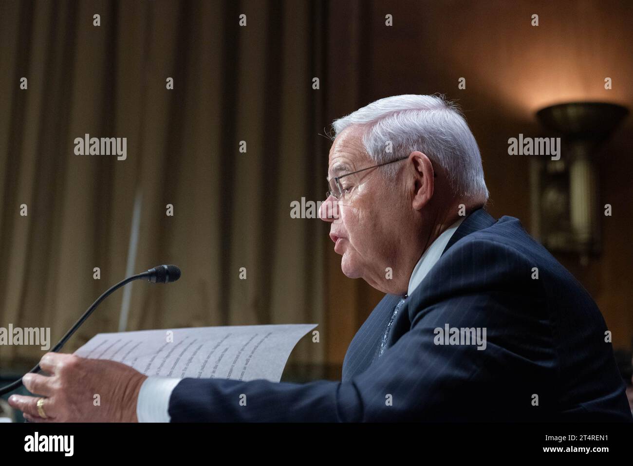 United States Senator Bob Menendez (Democrat of New Jersey) at a Senate ...