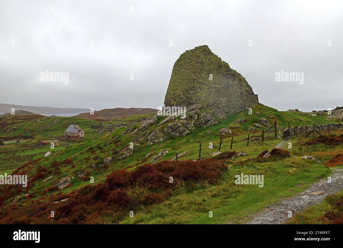 A view of the historical Iron Age Broch on a strategic low hilltop at ...