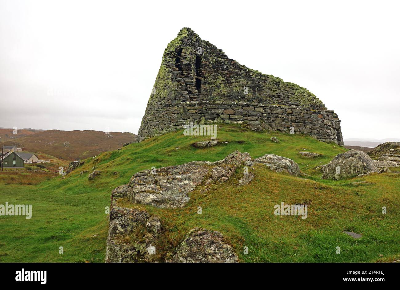A view of the historical Iron Age Broch on a strategic low hilltop at ...