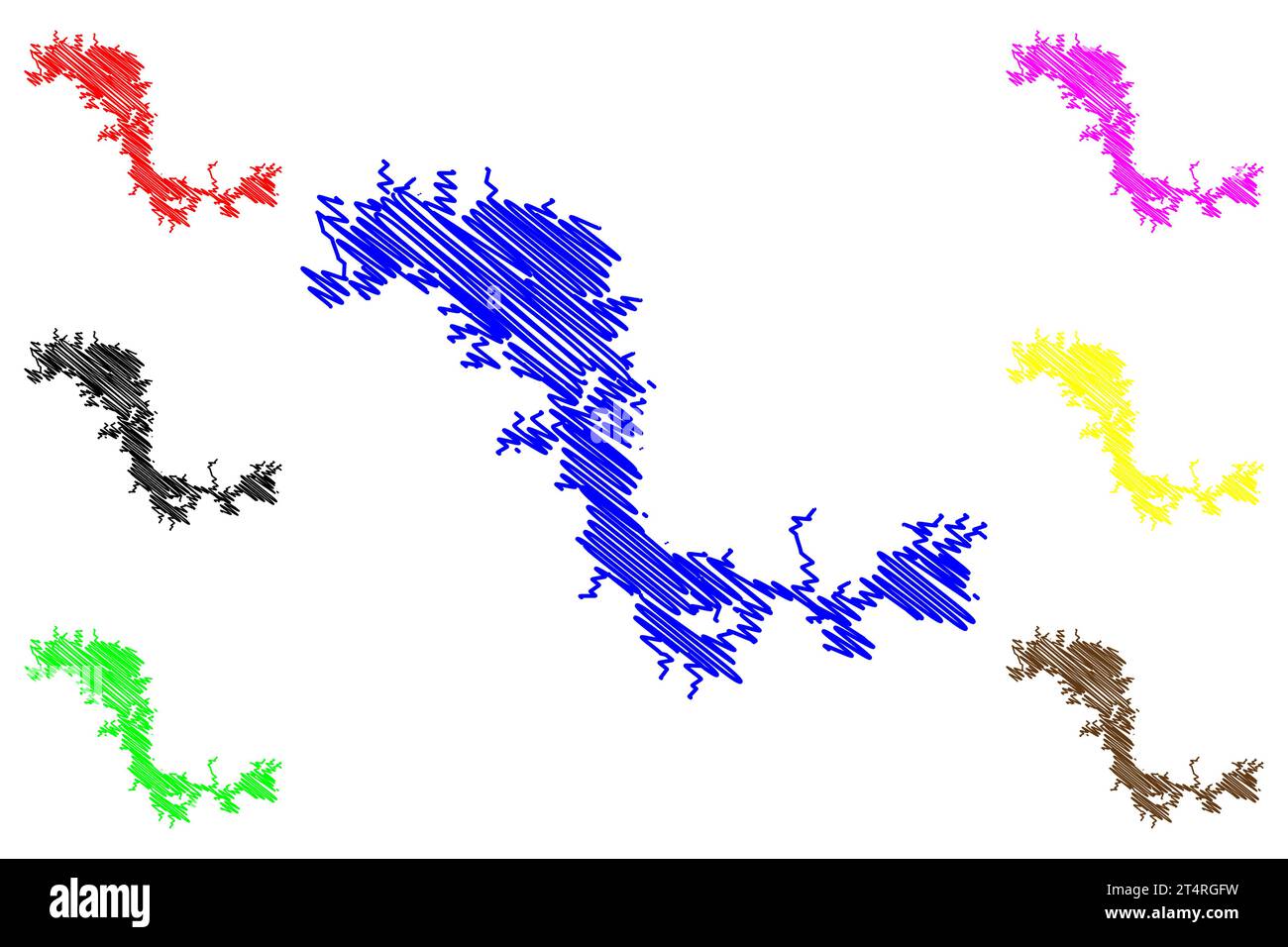 Lake Cerron Grande (Republic of El Salvador, central america) map vector illustration, scribble ...