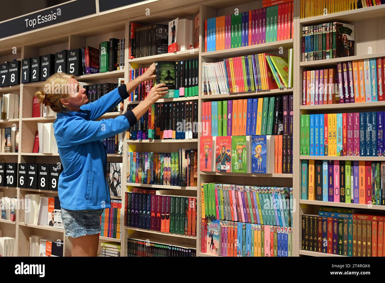 Literature section in a bookstore Stock Photo - Alamy