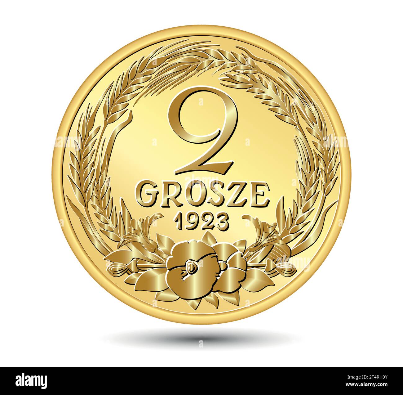 Reverse Polish money, two grosz coin. Vector illustration Stock Vector ...