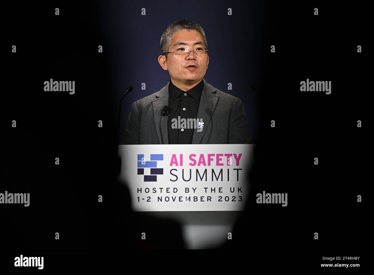 Yi Zeng, Chinese Academy of Sciences, speaks during the AI safety summit, the first global ...