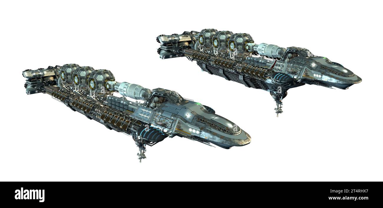 Detailed 3D illustration of two intergalactic spacecrafts for ...