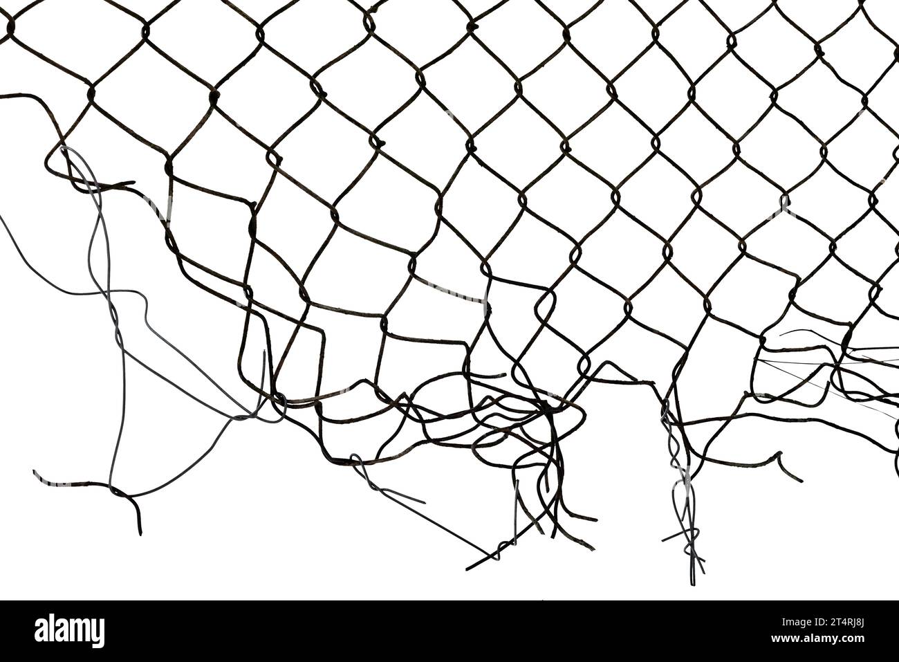 Broken mesh fence Cut Out Stock Images & Pictures - Alamy