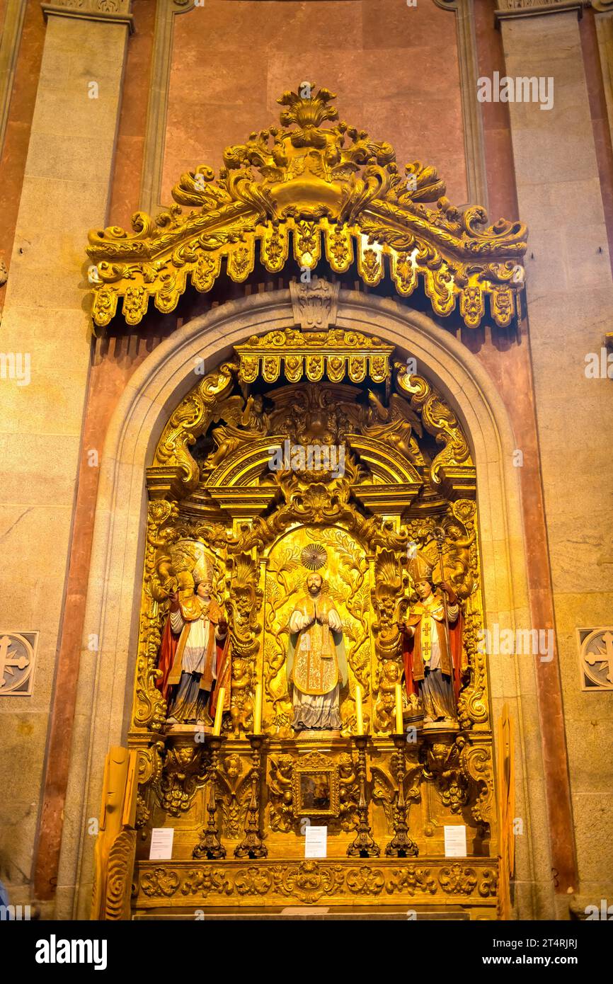 Porto, Portugal, Interior architecture of medieval Clerigos Church. The ...