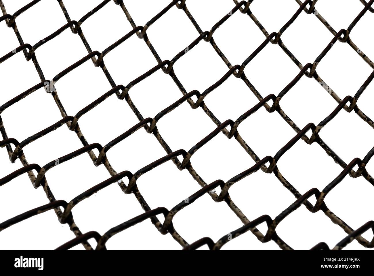 The texture of the metal mesh. Torn, destroyed, broken metal mesh on a ...